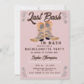 Bash Nash Cowgirl Boots Roses Pink Bachelorette Invitation | Zazzle