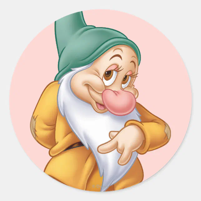 Bashful 3 classic round sticker | Zazzle