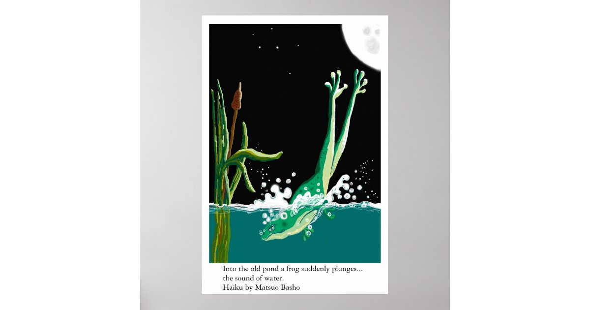 Basho's frog haiku poster | Zazzle