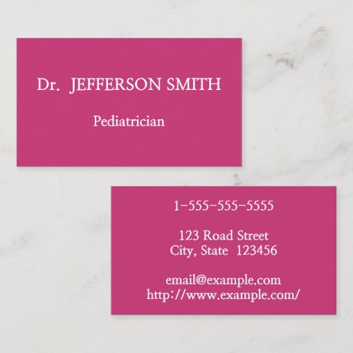 Basic and Elegant Pediatrician Business Card | Zazzle