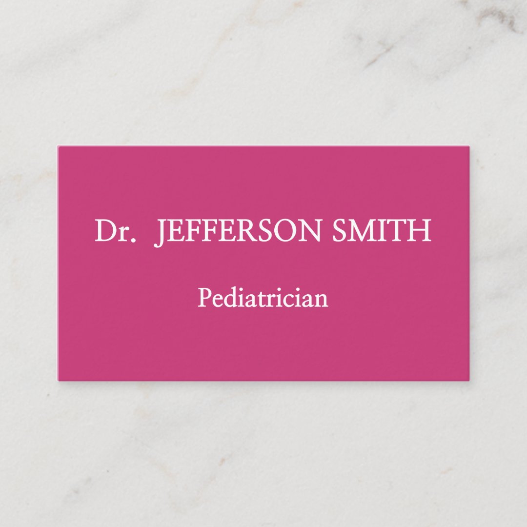 Basic and Elegant Pediatrician Business Card | Zazzle