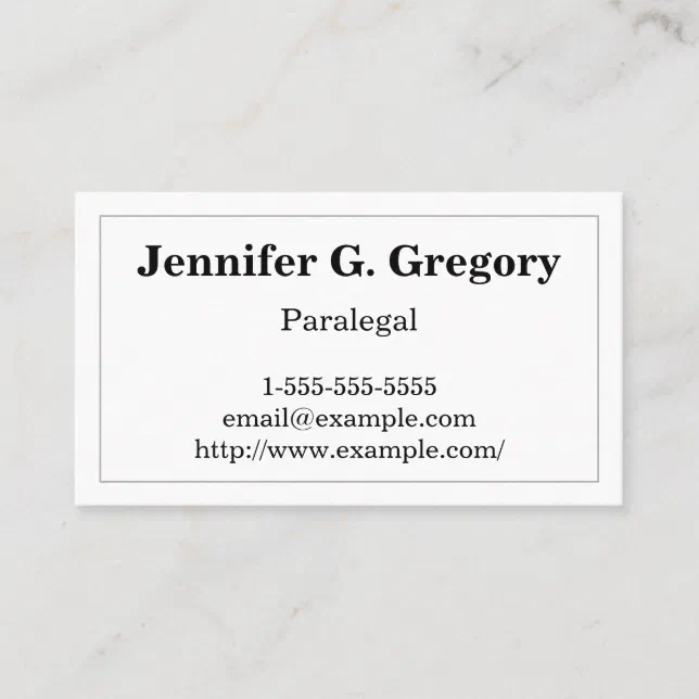 Basic and Traditional Paralegal Business Card | Zazzle