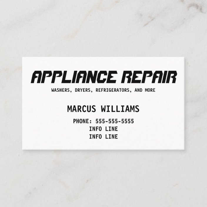 Basic Appliance Repair Business Card | Zazzle.com