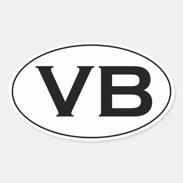 Basic Black and White VB Virginia Beach Oval Logo Oval Sticker | Zazzle