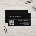 Basic Black Minimal Striped QR Code Business Card | Zazzle