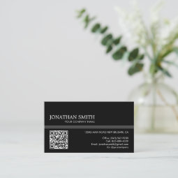 Basic Black Minimal Striped QR Code Business Card | Zazzle