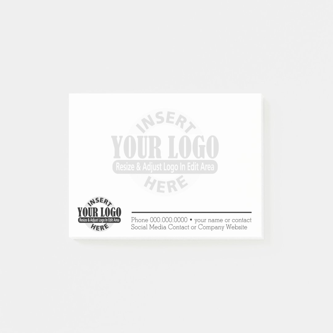 Basic Business Contact Info with Logo WATERMARK Post-it Notes | Zazzle