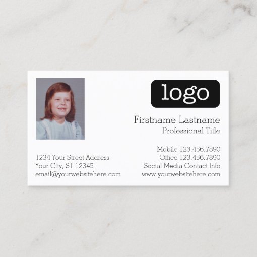 Basic Business Design with Logo and Photo Business Card | Zazzle