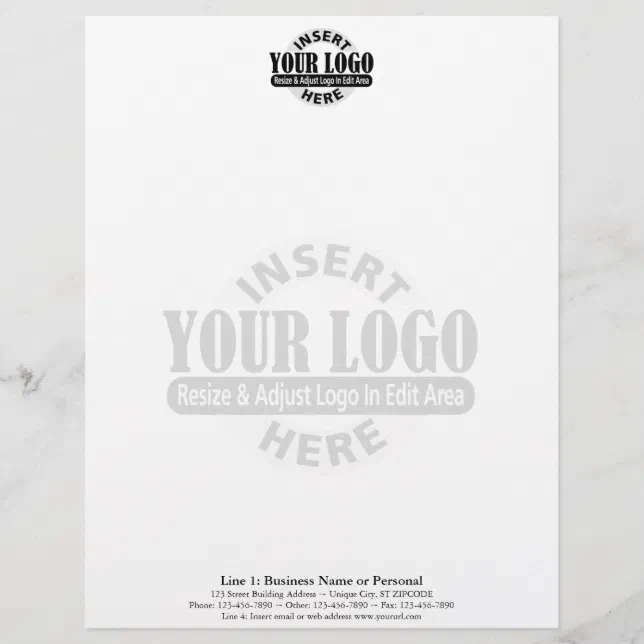 Basic Business Logo Centered with WATERMARK Letterhead | Zazzle
