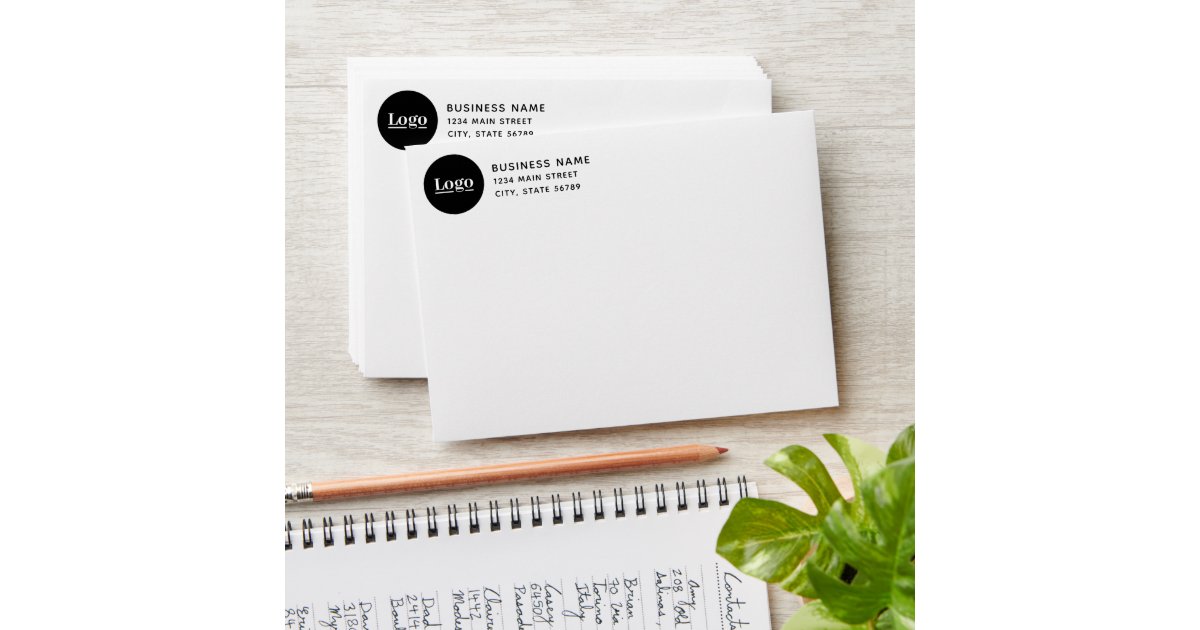 Basic Business Logo Return Address White Envelope | Zazzle