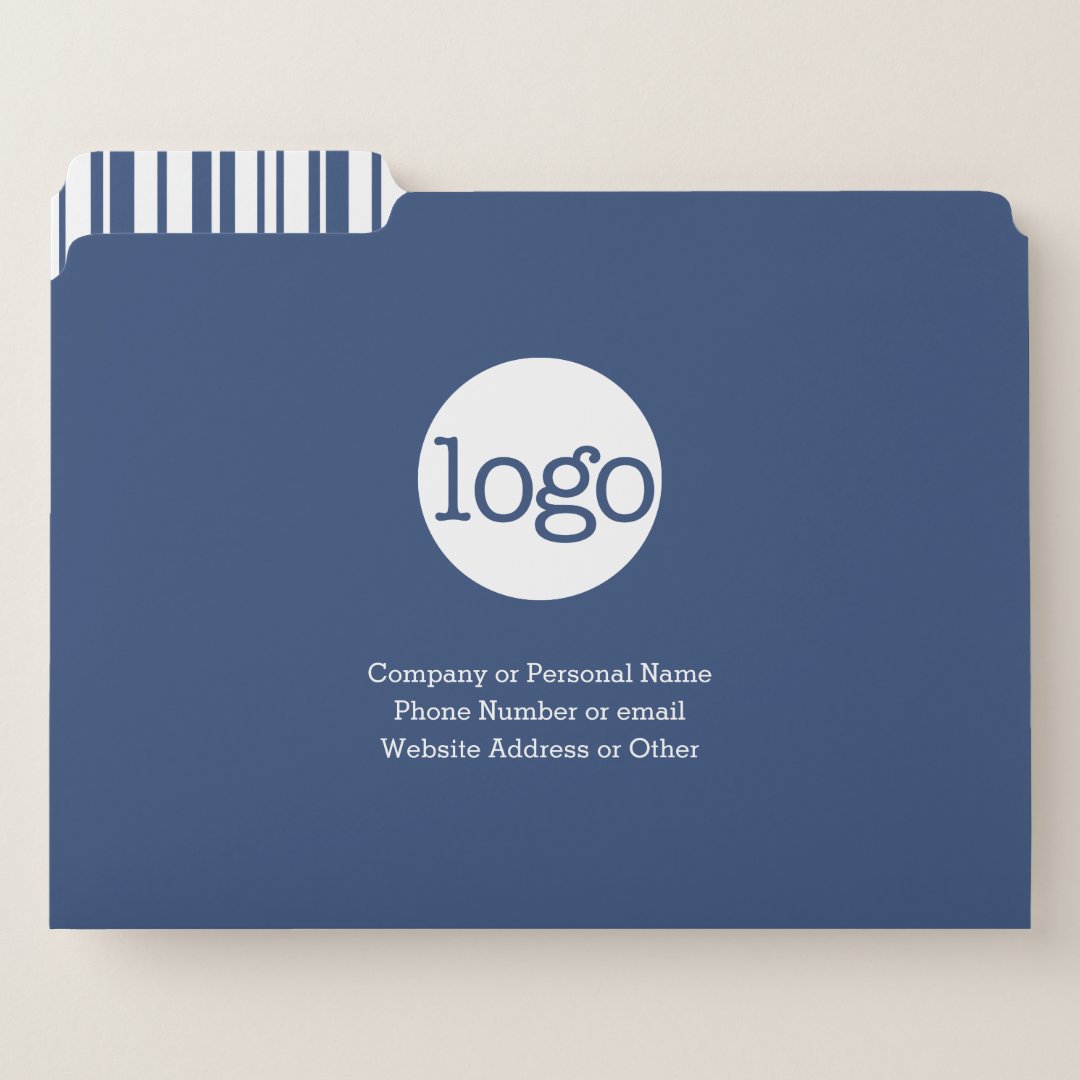 Basic Business Logo with 3 lines of Text - stripes File Folder | Zazzle