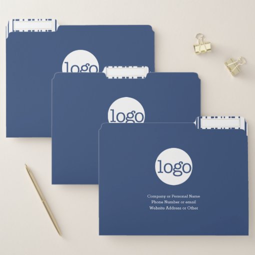 Basic Business Logo with 3 lines of Text - stripes File Folder | Zazzle