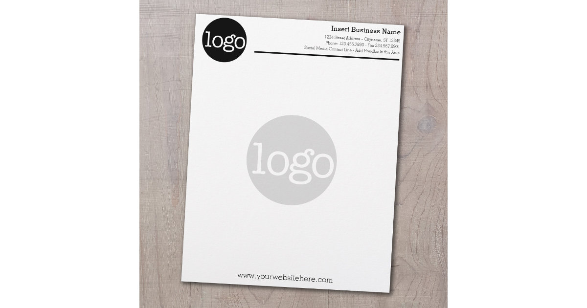 Basic Business Office Logo with Watermark Letterhead | Zazzle