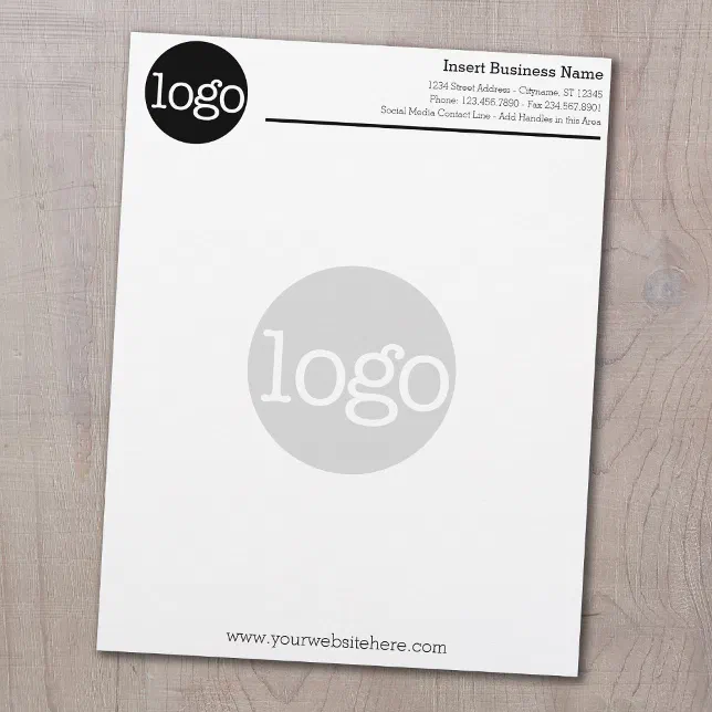 Basic Business Office Logo with Watermark Letterhead | Zazzle