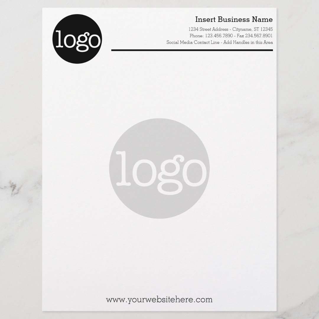 Basic Business Office Logo with Watermark Letterhead | Zazzle