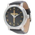 Basic Christian Cross Gold on Black Watch | Zazzle