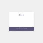 Basic Clean Initials White Dark Blue Post-it Notes | Zazzle