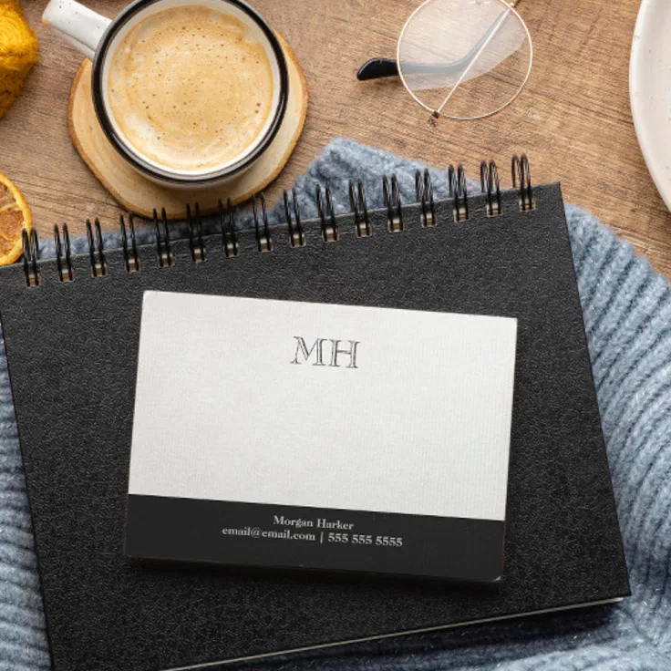 Basic Clean Initials White Gray Post-it Notes | Zazzle