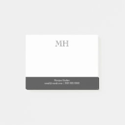 Basic Clean Initials White Gray Post-it Notes | Zazzle