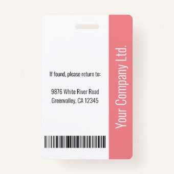 Basic Company Logo Photo Pink Employee Security Badge | Zazzle