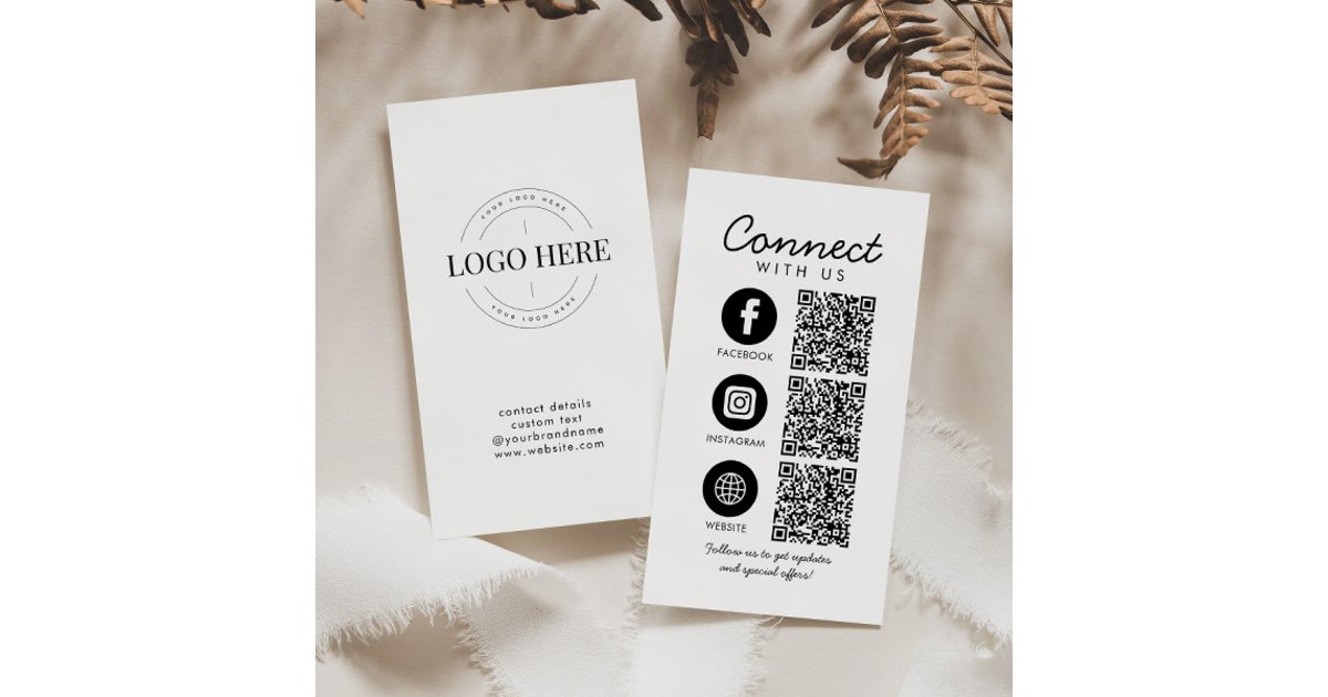 Basic Connect with Us QR Code Website Social Media Business Card | Zazzle