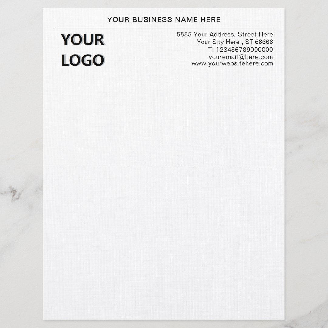 Basic Custom Business Letterhead with Logo | Zazzle