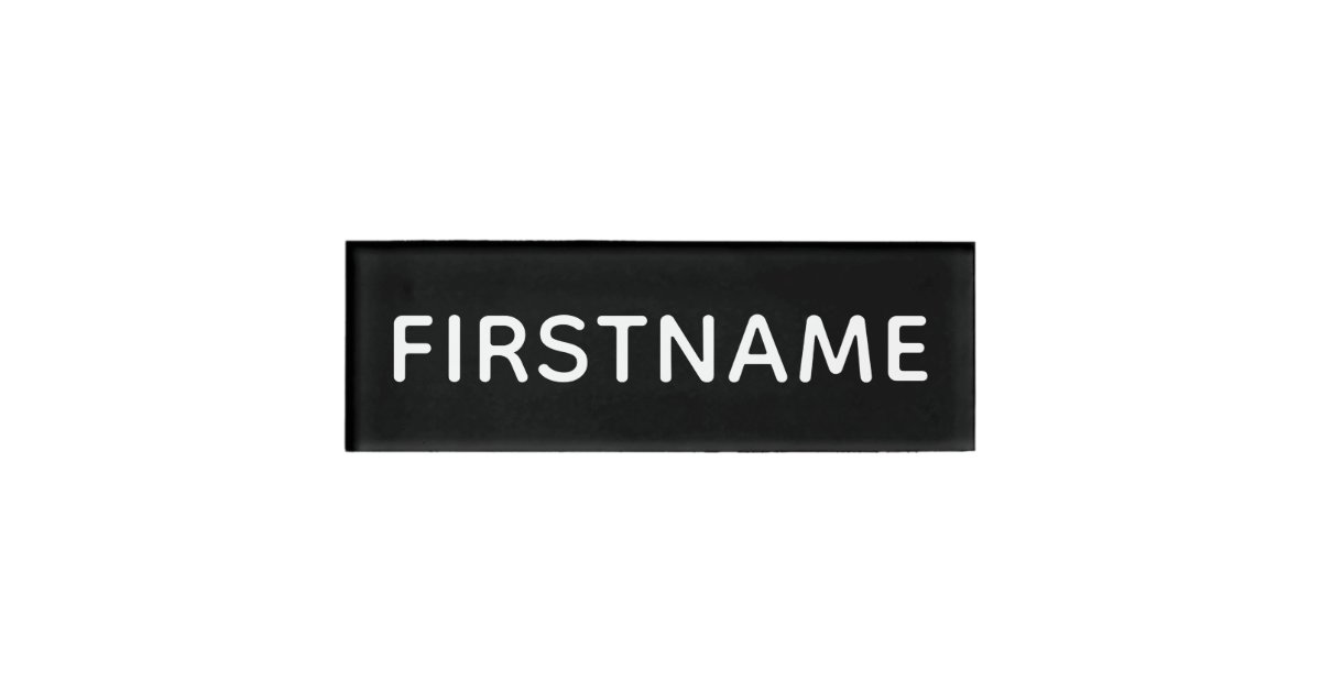 Basic Custom Name and Title - black and white Name Tag | Zazzle.com