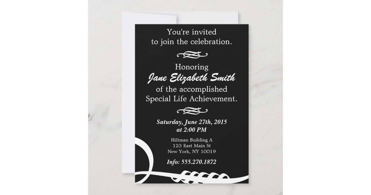Basic Elegant B&W Invitation | Zazzle