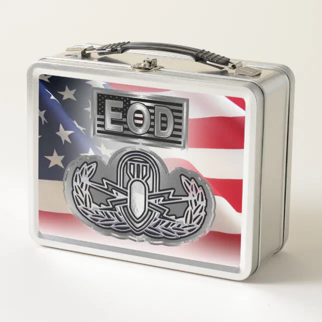 “Basic EOD” with Custom American Flag Metal Lunch Box | Zazzle