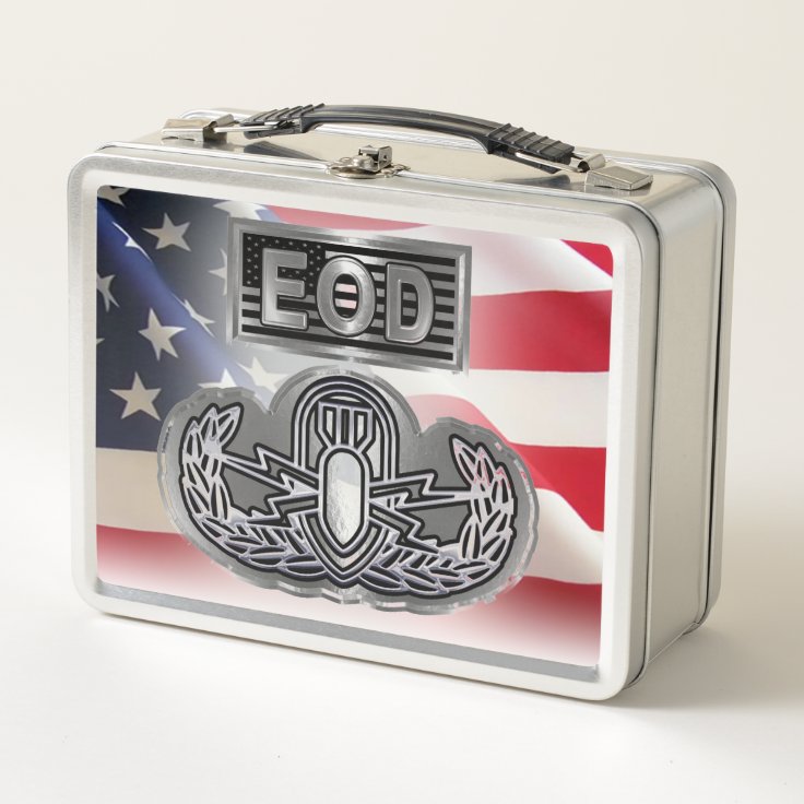 “Basic EOD” with Custom American Flag Metal Lunch Box | Zazzle