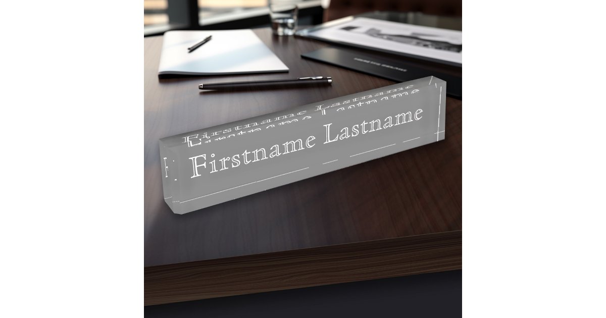Basic Gray with Fancy Name Name Plate | Zazzle