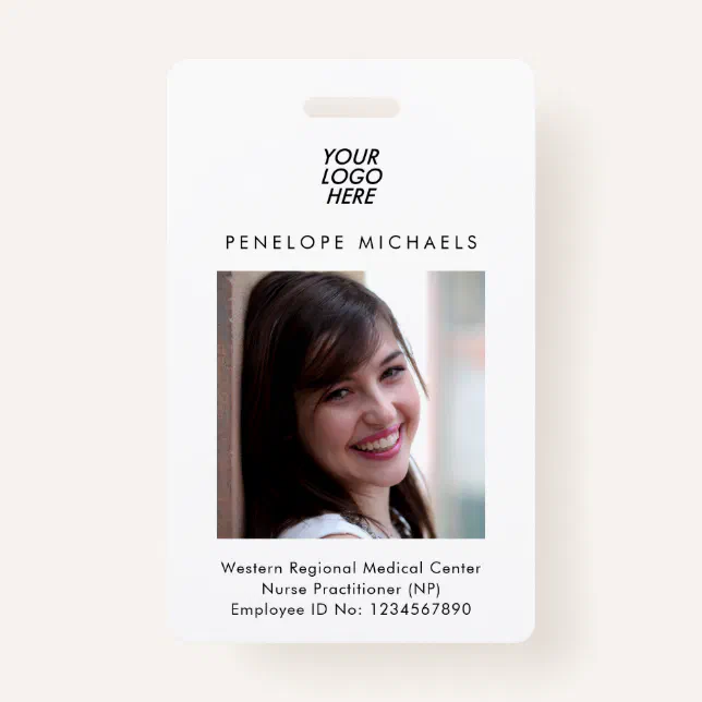 Basic Identification Badge with Photo and Logo | Zazzle