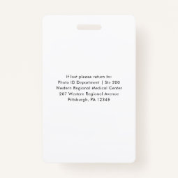 Basic Identification Badge with Photo and Logo | Zazzle