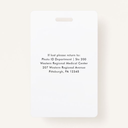 Basic Identification Badge with Photo and Logo | Zazzle