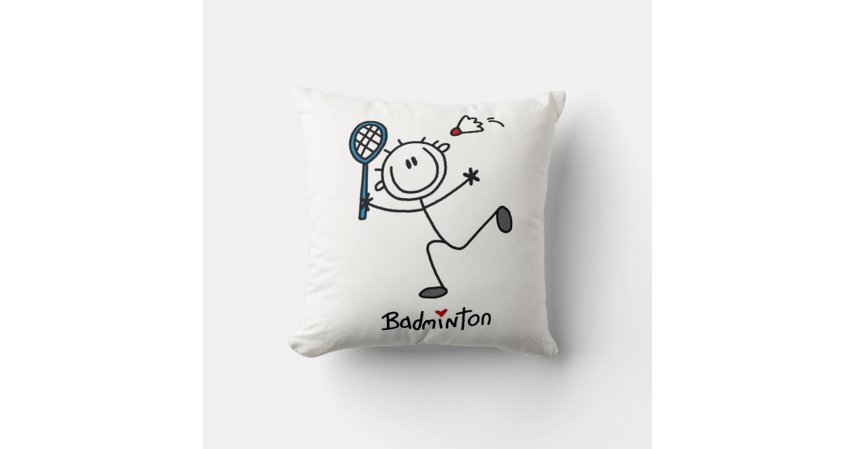 Basic Male Stick Figure Badminton Throw Pillow | Zazzle