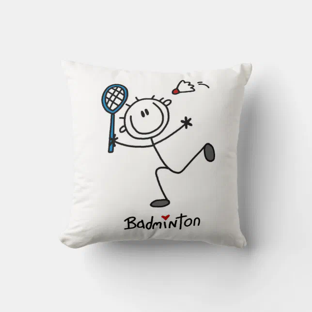 Basic Male Stick Figure Badminton Throw Pillow | Zazzle