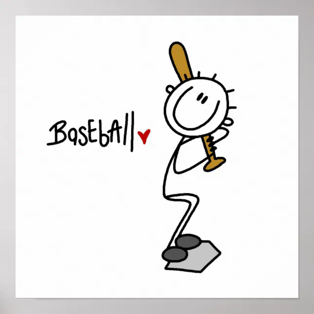 Basic Male Stick Figure Baseball T-shirts and Gift Poster | Zazzle