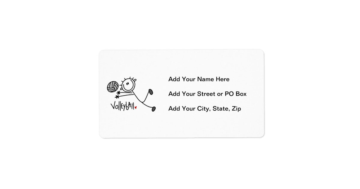 Basic Male Stick Figure Volleyball Label | Zazzle