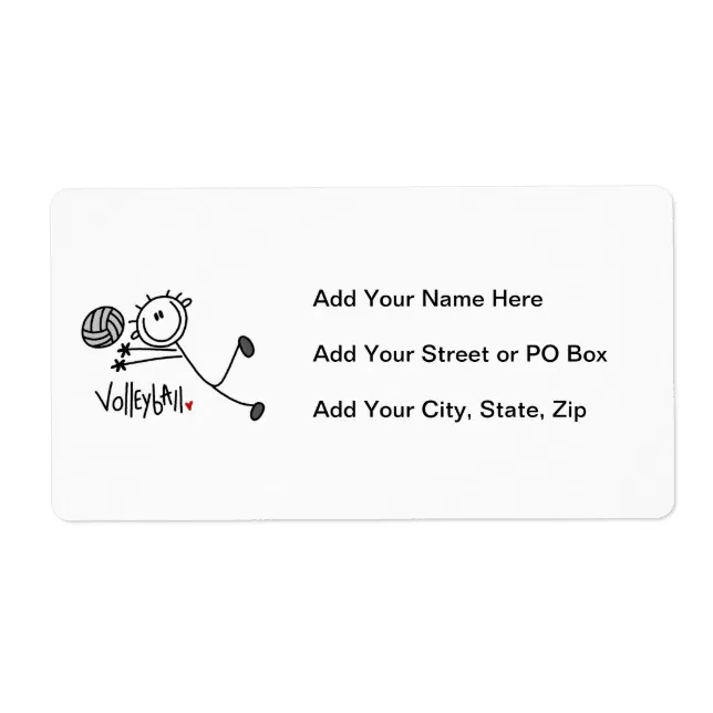 Basic Male Stick Figure Volleyball Label | Zazzle