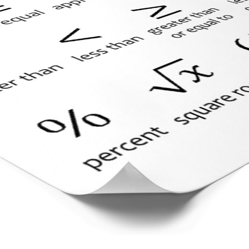 Basic Math Symbols Poster - Classroom Decor | Zazzle