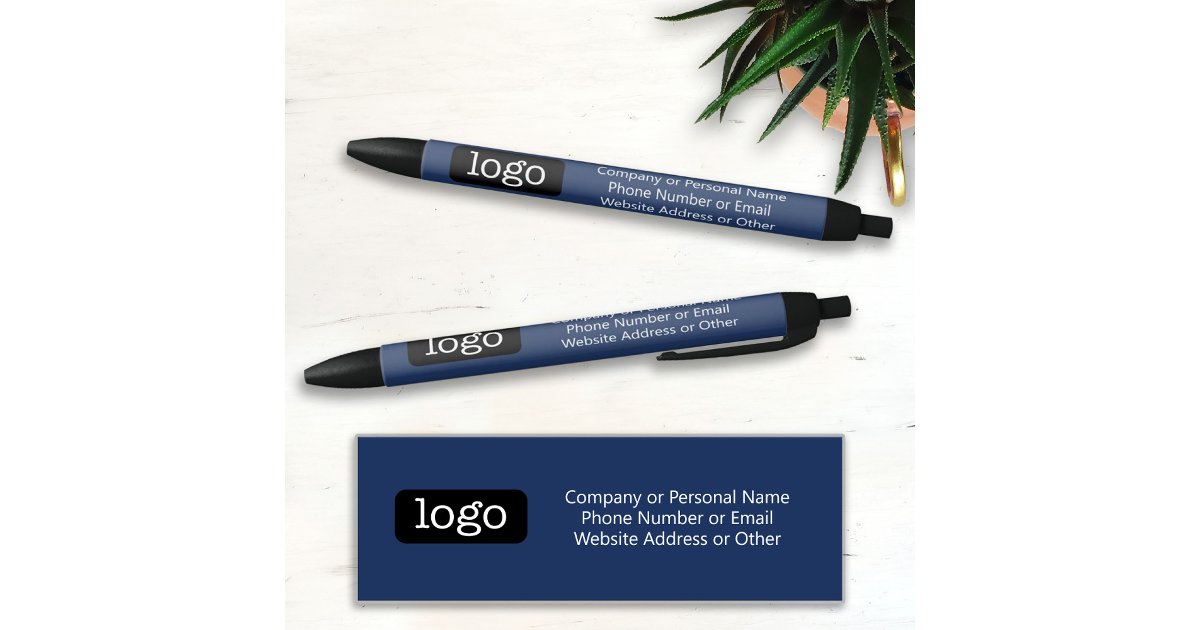 Basic Office Business Logo - 3 lines Text NAVY - Pen | Zazzle