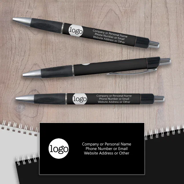 Basic Office Business Logo Text CAN EDIT black Pen | Zazzle