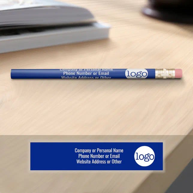 Basic Office Business Logo Text CAN EDIT blue Pencil | Zazzle