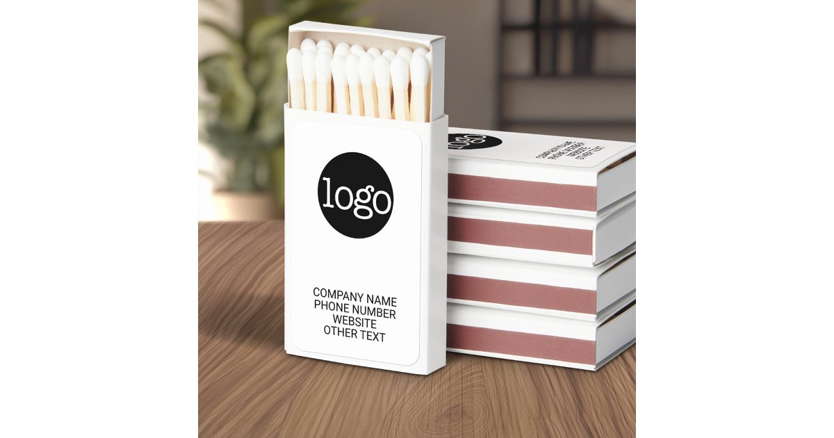 Basic Office Business Logo & Text - White Matchboxes | Zazzle