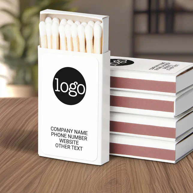 Basic Office Business Logo & Text - White Matchboxes | Zazzle
