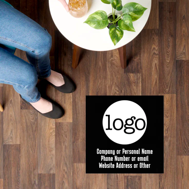 Basic Office Business Logo with 3 lines of Text Floor Decals | Zazzle