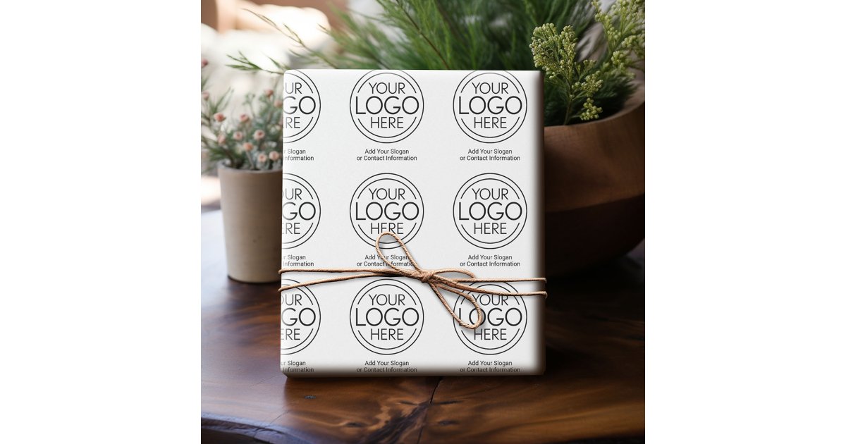 Basic Office Business Logo with Contact Info Wrapping Paper | Zazzle