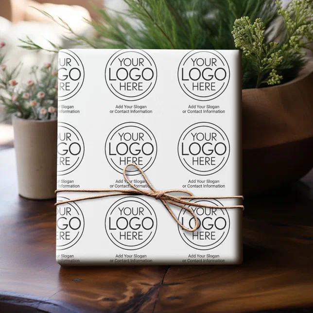 Basic Office Business Logo with Contact Info Wrapping Paper | Zazzle