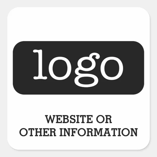 Basic Office or Business Logo Contact Information Square Sticker | Zazzle