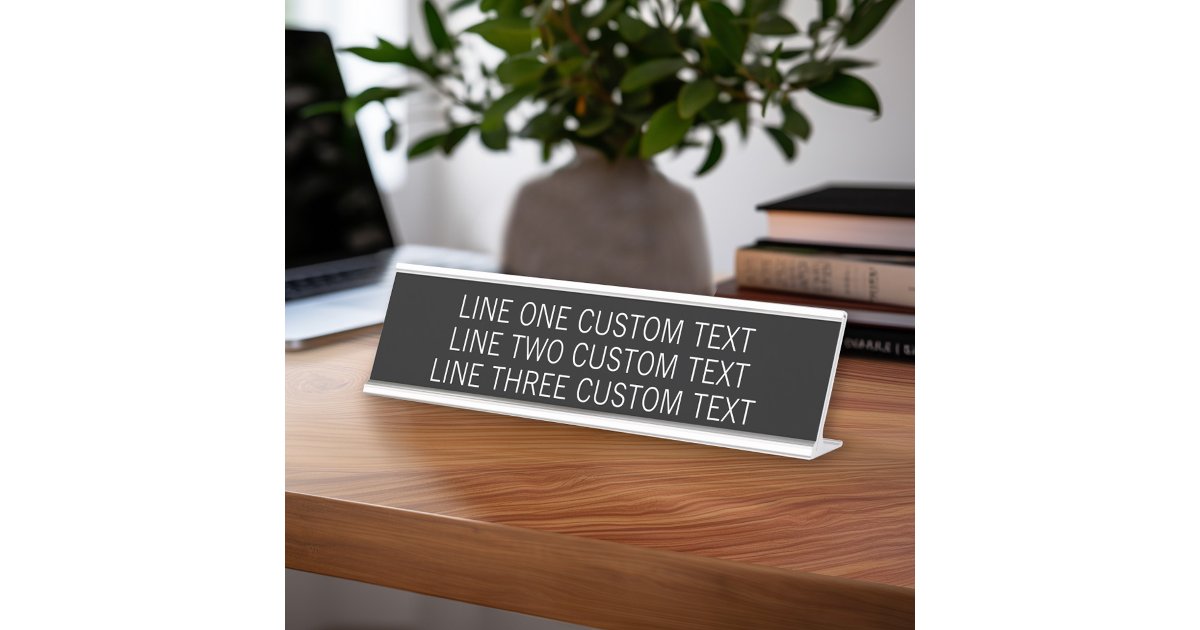 Basic Office with 3 Lines of Text - Black White Desk Name Plate | Zazzle
